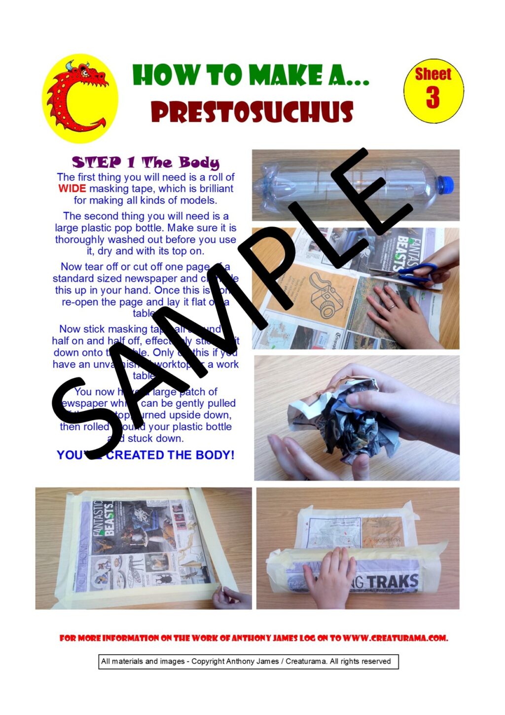 How to make a Junk Dinosaur Prestosuchus – www.creaturama.com